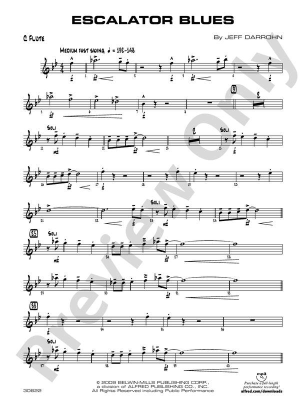 Escalator Blues: Flute: Flute Part - Digital Sheet Music Download