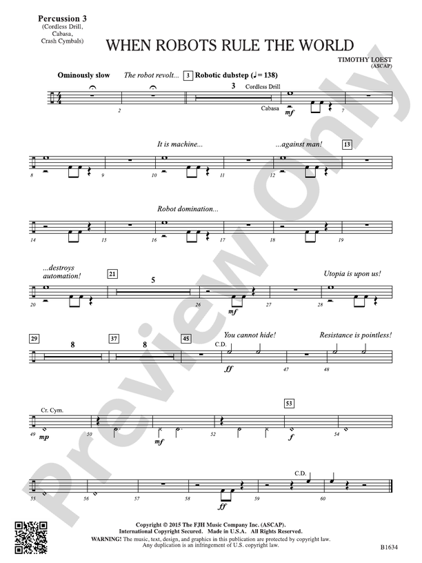 When Robots Rule the World: Percussion 3: Percussion 3 Part: Timothy ...