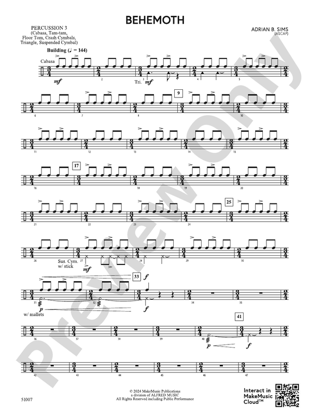 Behemoth: 3rd Percussion: 3rd Percussion Part - Digital Sheet Music ...
