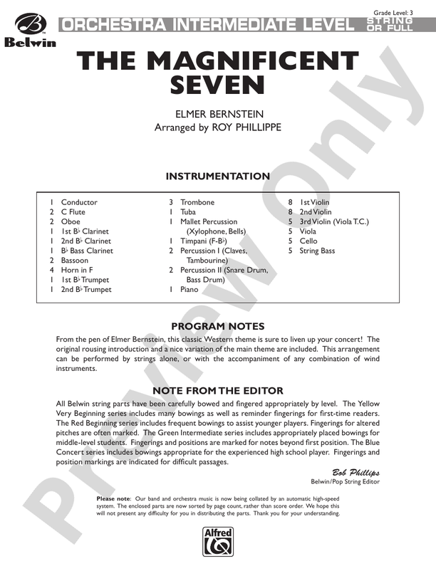The Magnificent Seven: Score: Full Orchestra Score - Digital Sheet ...