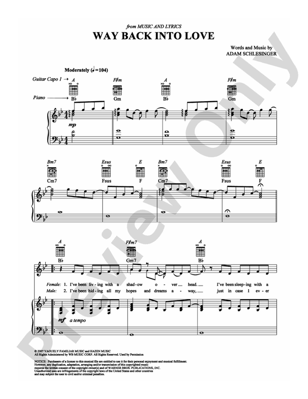 Way Back Into Love (from "Music and Lyrics"): Piano/Vocal/Chords: Haley ...