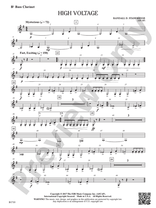 High Voltage: B-flat Bass Clarinet: B-flat Bass Clarinet Part: Randall ...