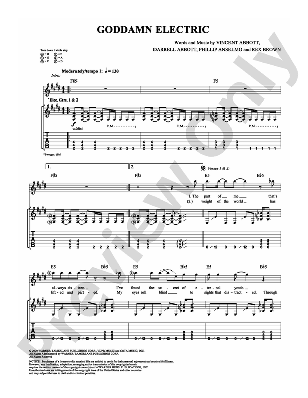 Goddamn Electric: Guitar TAB: Pantera - Digital Sheet Music Download