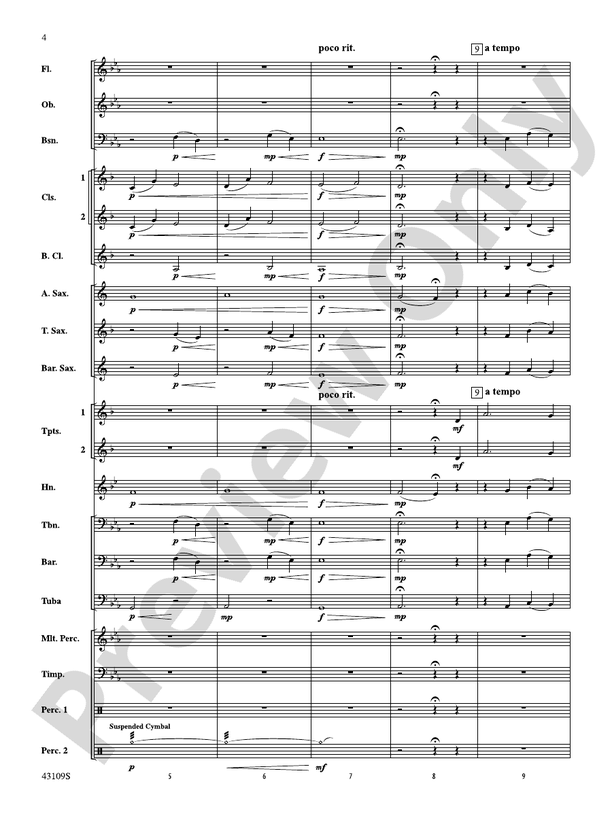 On a Tune of William Billings: Concert Band Conductor Score & Parts ...