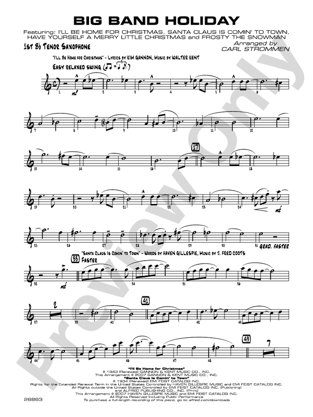 Big Band Holiday: B-flat Tenor Saxophone: B-flat Tenor Saxophone Part - Digital Sheet Music Download