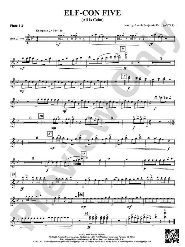 ELF-CON FIVE - All Is Calm: 1st & 2nd Flute: 1st & 2nd Flute Part ...