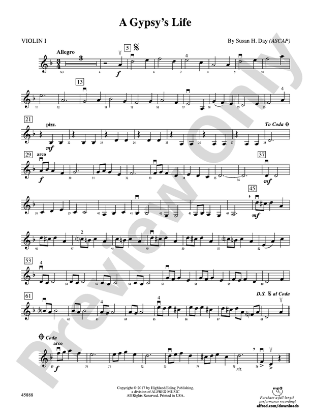 A Gypsy's Life: 1st Violin: 1st Violin Part - Digital Sheet Music Download