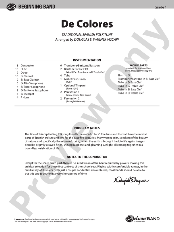 De Colores: Score: Concert Band Score - Digital Sheet Music Download