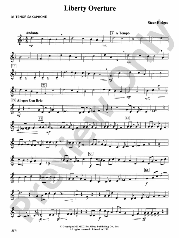 Liberty Overture: B-flat Tenor Saxophone: B-flat Tenor Saxophone Part - Digital Sheet Music Download
