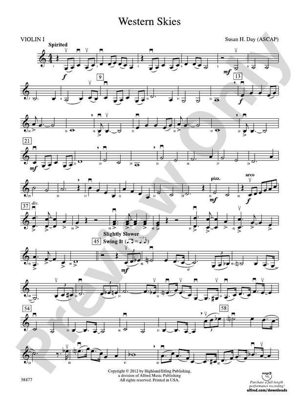 Western Skies: 1st Violin: 1st Violin Part - Digital Sheet Music Download