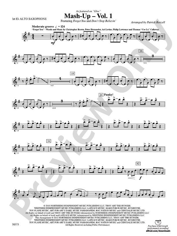 Mash-Up – Vol. 1: E-flat Alto Saxophone: E-flat Alto Saxophone Part - Digital Sheet Music Download
