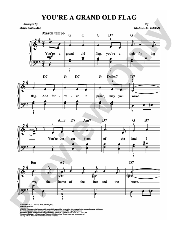 You're a Grand Old Flag: Easy Piano: George M. Cohan - Digital Sheet ...