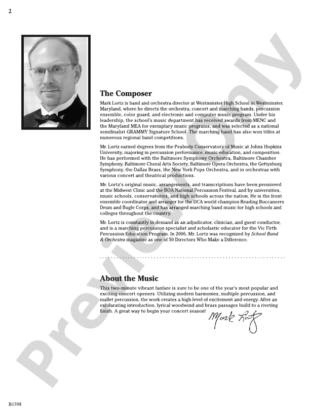 Fanfare of the Bells: Score: : Mark Lortz - Digital Sheet Music Download