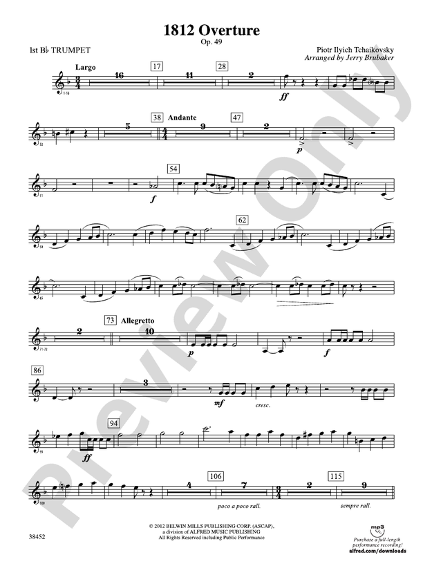 1812 Overture: 1st B-flat Trumpet: 1st B-flat Trumpet Part - Digital ...