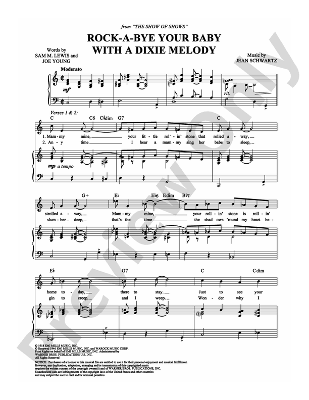 Rock-a-Bye Your Baby with a Dixie Melody: Piano/Vocal/Chords: Jean ...