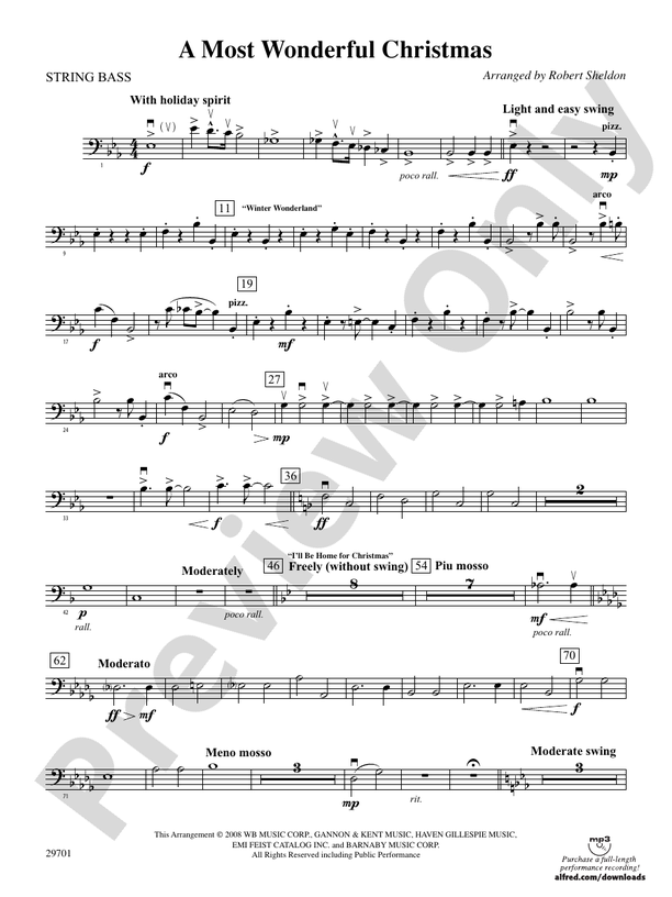A Most Wonderful Christmas: String Bass: String Bass Part - Digital ...