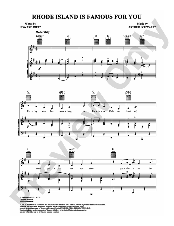 Rhode Island Is Famous for You: Piano/Vocal/Chords: Michael Feinstein ...