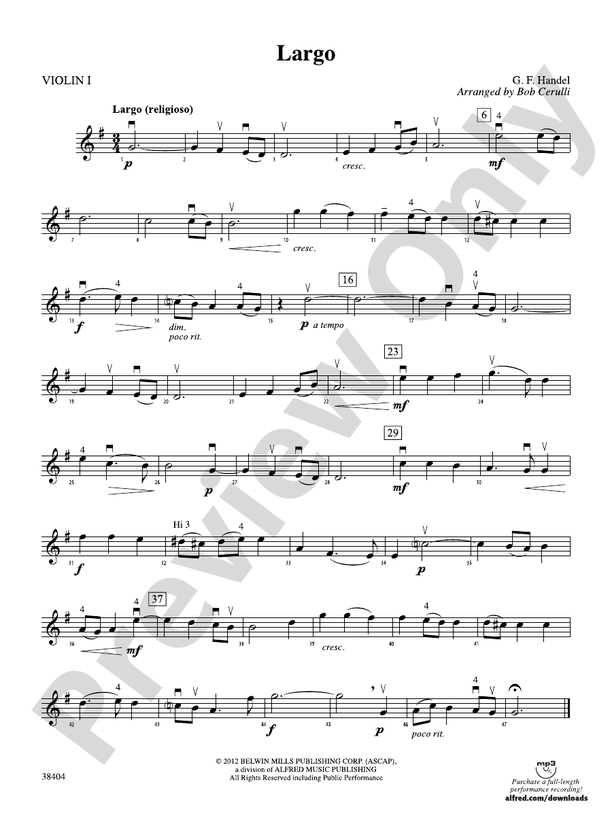 Largo: 1st Violin: 1st Violin Part - Digital Sheet Music Download