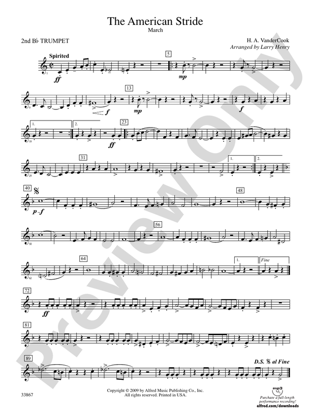 The American Stride: 2nd B-flat Trumpet: 2nd B-flat Trumpet Part - Digital Sheet Music Download