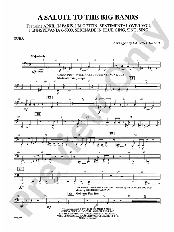 A Salute to the Big Bands: Tuba: Tuba Part - Digital Sheet Music Download