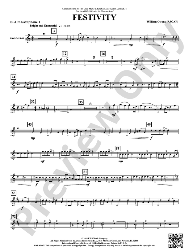 Festivity: 1st E-flat Alto Saxophone: 1st E-flat Alto Saxophone Part ...