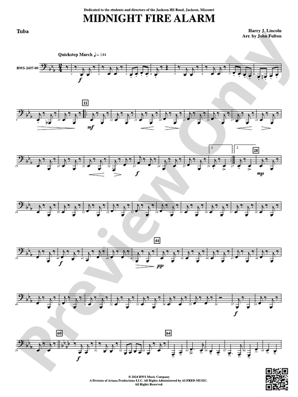 Midnight Fire Alarm: Tuba: Tuba Part: Harry J. Lincoln - Digital Sheet ...