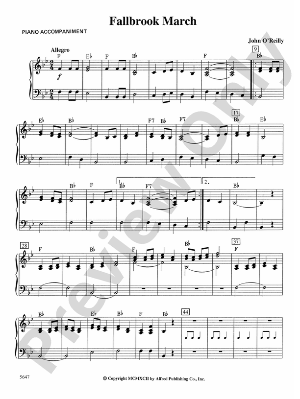 Fallbrook March: Piano Accompaniment: Piano Accompaniment Part ...