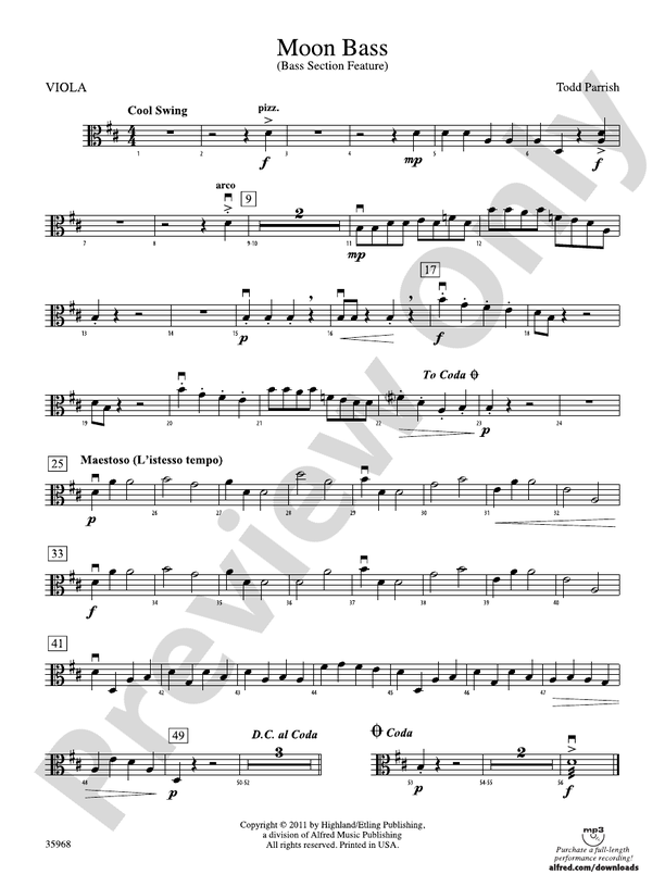 Moon Bass: Viola: Viola Part - Digital Sheet Music Download