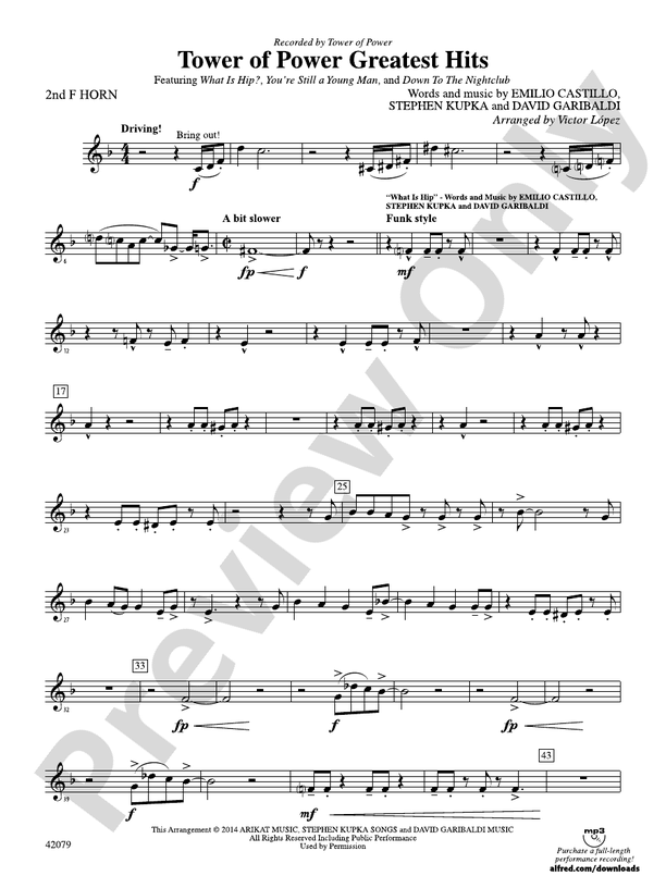 Tower of Power Greatest Hits: 2nd F Horn: 2nd F Horn Part - Digital ...