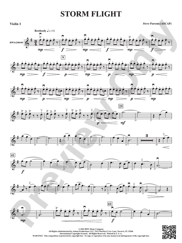 Storm Flight: 1st Violin: 1st Violin Part: Steve Parsons - Digital ...