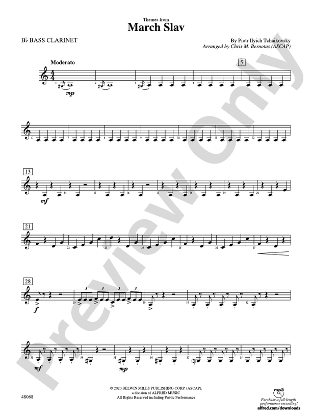 March Slav: B-flat Bass Clarinet: B-flat Bass Clarinet Part - Digital ...