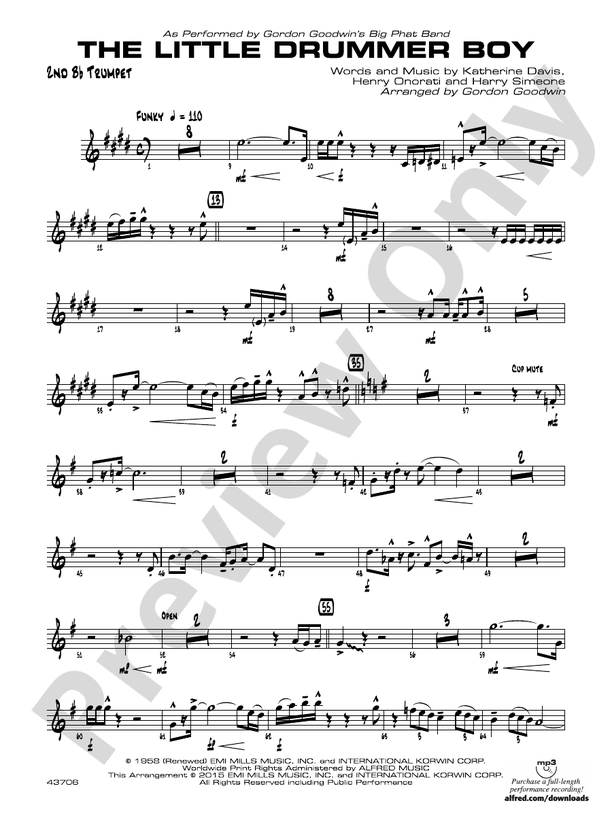 The Little Drummer Boy: 2nd B-flat Trumpet: 2nd B-flat Trumpet Part ...