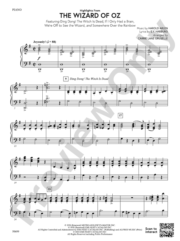 Highlights from The Wizard of Oz: Piano Accompaniment: Piano ...