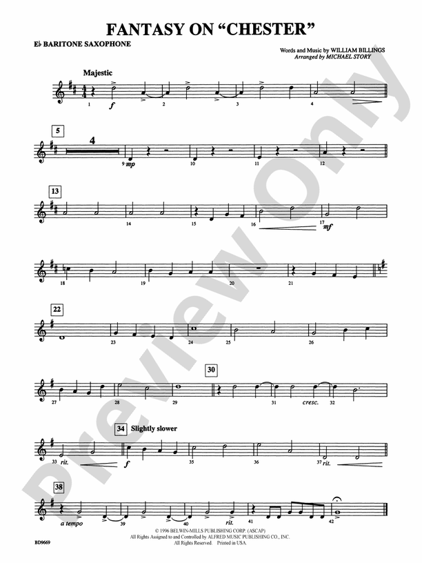 Fantasy On Chester E Flat Baritone Saxophone E Flat Baritone