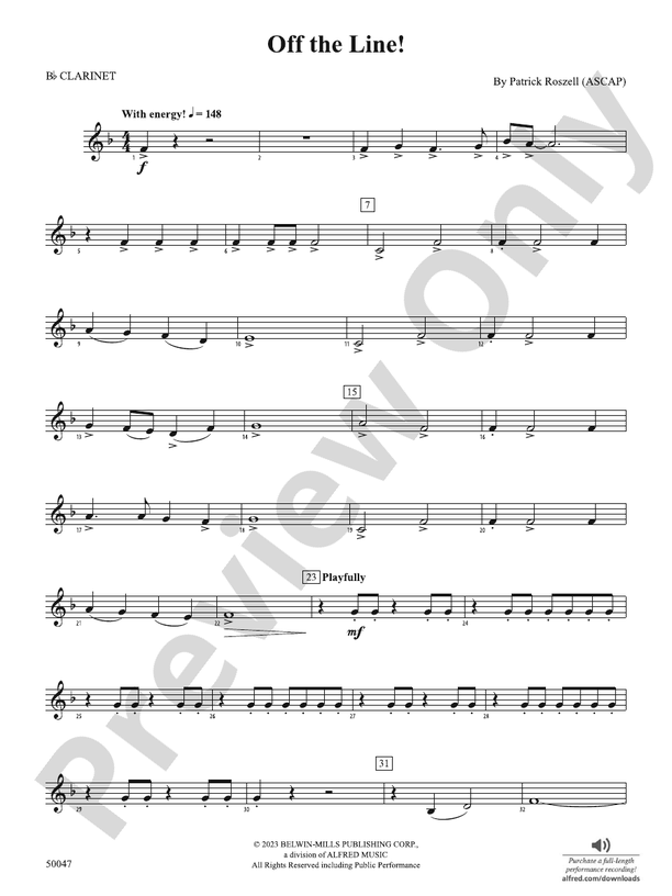 Off the Line!: 1st B-flat Clarinet: 1st B-flat Clarinet Part - Digital Sheet Music Download