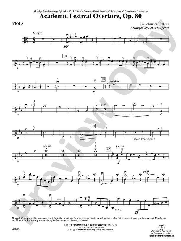 Academic Festival Overture, Op. 80: Viola: Viola Part - Digital Sheet ...