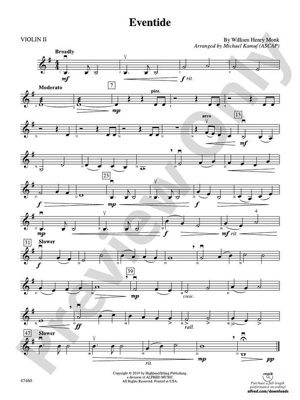 Eventide: 2nd Violin: 2nd Violin Part - Digital Sheet Music Download