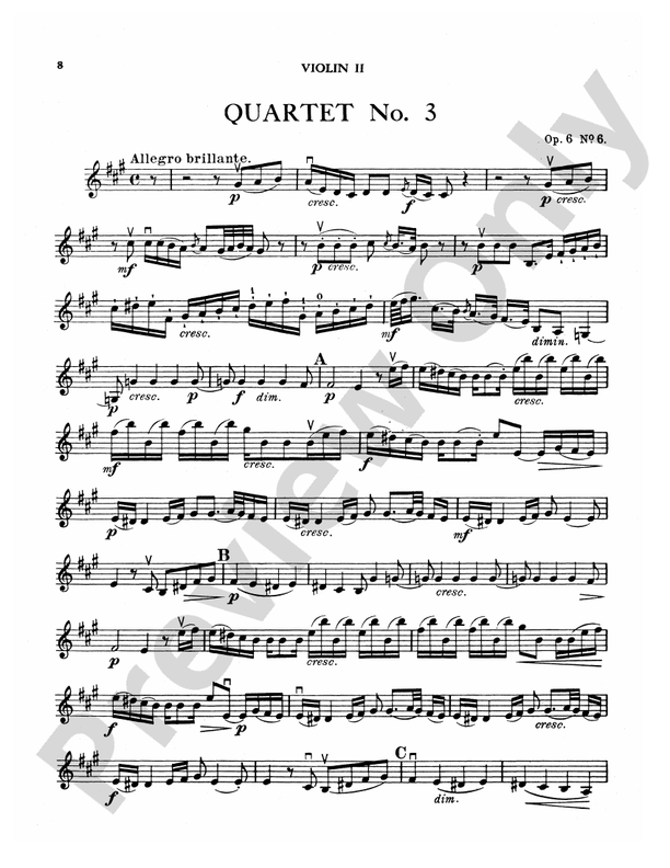 Boccherini: Nine Selected String Quartets: String Quartet No. 3 (Violin II) Part - Digital Sheet ...