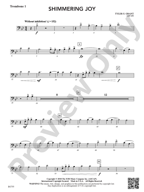 Shimmering Joy: Trombone 1: Trombone 1 Part: Tyler S Grant - Digital ...