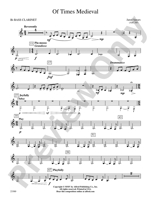 Of Times Medieval: B-flat Bass Clarinet: B-flat Bass Clarinet Part ...