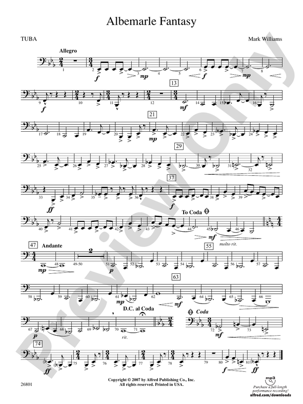 Albemarle Fantasy: Tuba: Tuba Part - Digital Sheet Music Download