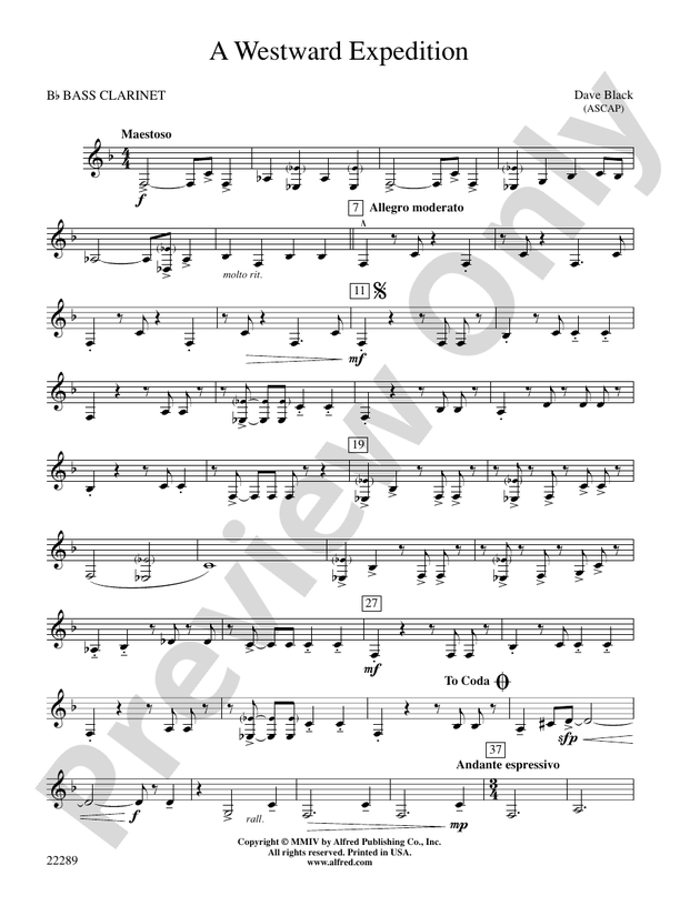 A Westward Expedition: B-flat Bass Clarinet: B-flat Bass Clarinet Part - Digital Sheet Music ...