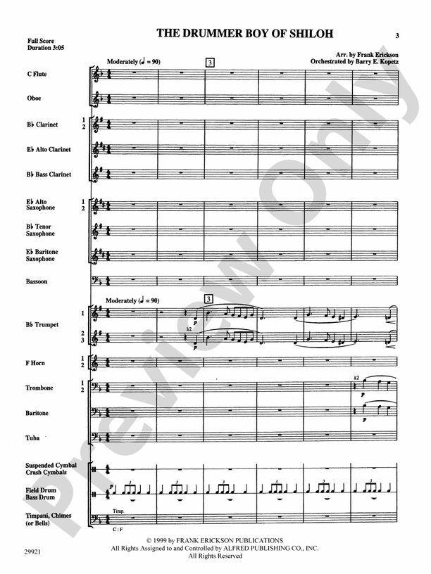 The Drummer Boy of Shiloh: Concert Band Conductor Score & Parts ...