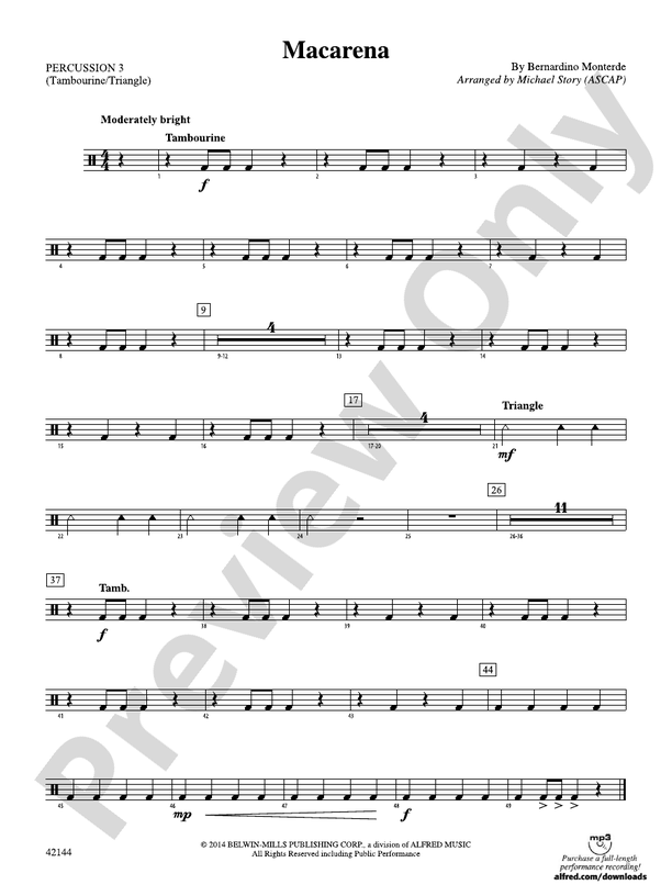 Macarena: 3rd Percussion: 3rd Percussion Part - Digital Sheet Music ...