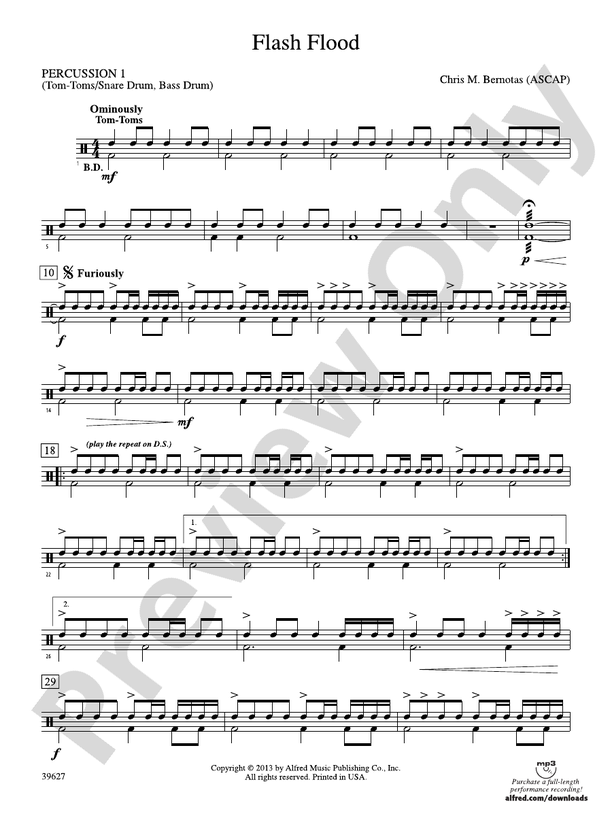 Flash Flood: 1st Percussion: 1st Percussion Part - Digital Sheet Music ...