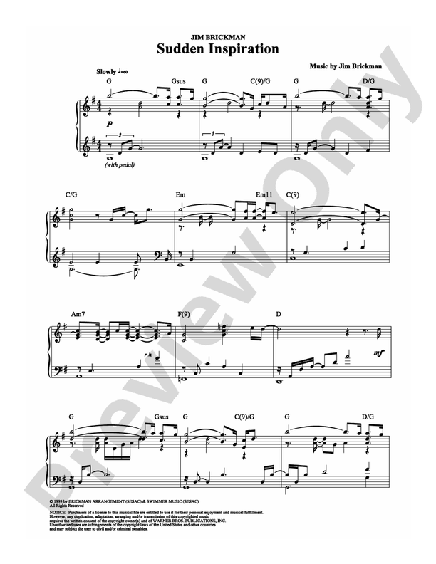 Sudden Inspiration: Piano: Jim Brickman - Digital Sheet Music Download
