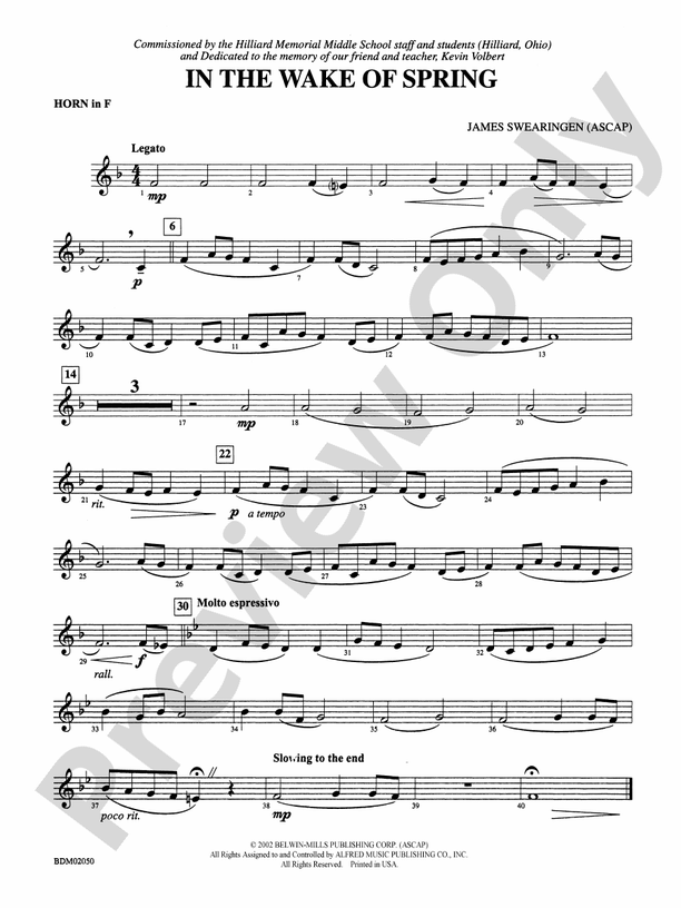 In the Wake of Spring: 1st F Horn: 1st F Horn Part - Digital Sheet ...