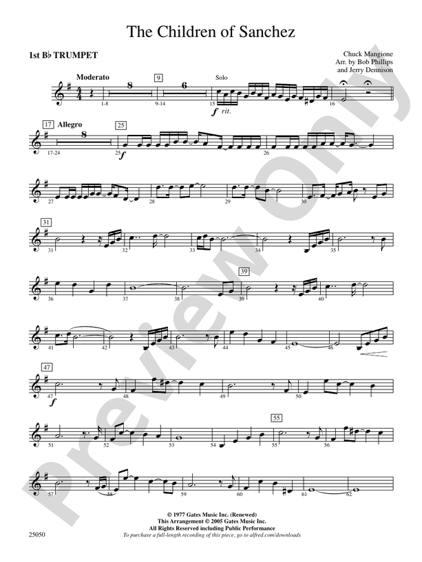 The Children of Sanchez: 1st B-flat Trumpet: 1st B-flat Trumpet Part ...