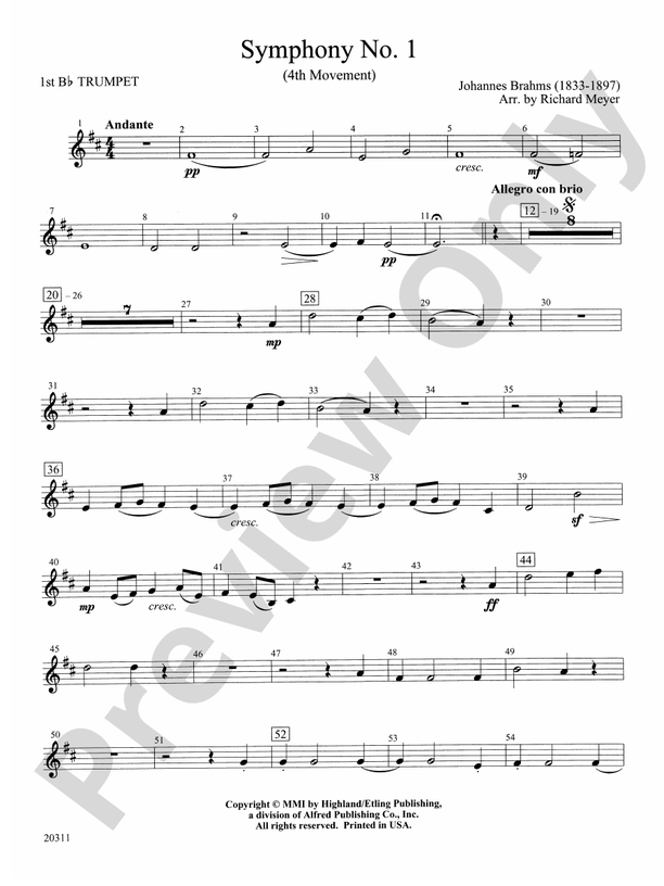 Symphony No. 1 (4th Movement ): 1st B-flat Trumpet: 1st B-flat Trumpet Part - Digital Sheet ...