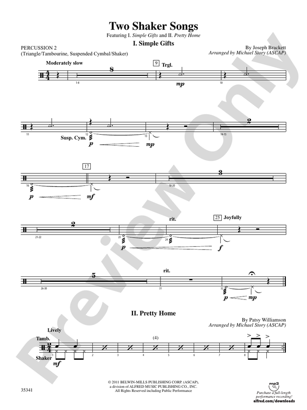 Two Shaker Songs: 2nd Percussion: 2nd Percussion Part - Digital Sheet ...
